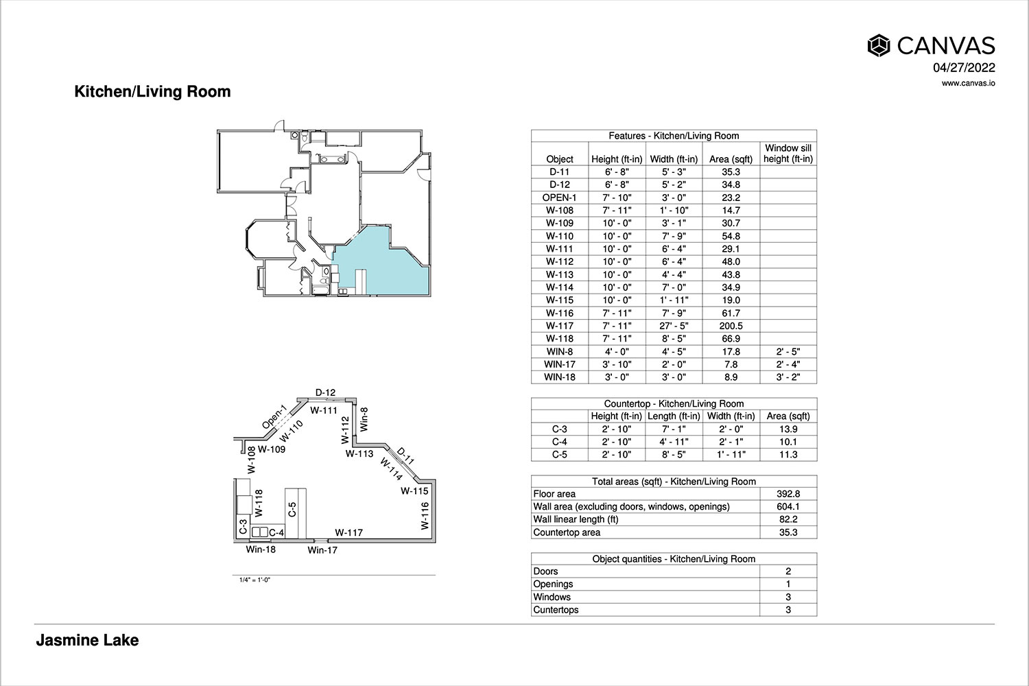 Scan To CAD Output Canvas Measurement Report Canvas